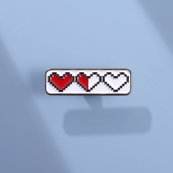 Creative Pixel Heart Enamel Pin Cartoon Love Brooch Lapel Badge Jewelry ...