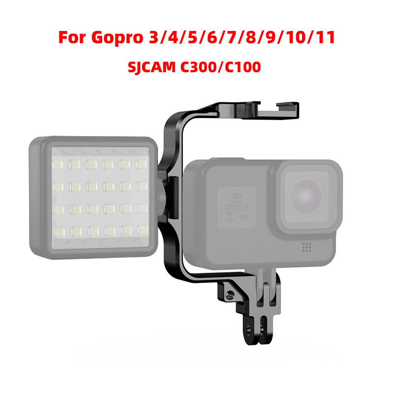 【on sale】Metal Frame with Cold Shoe Mount Adapter for Light Mic Stick ...