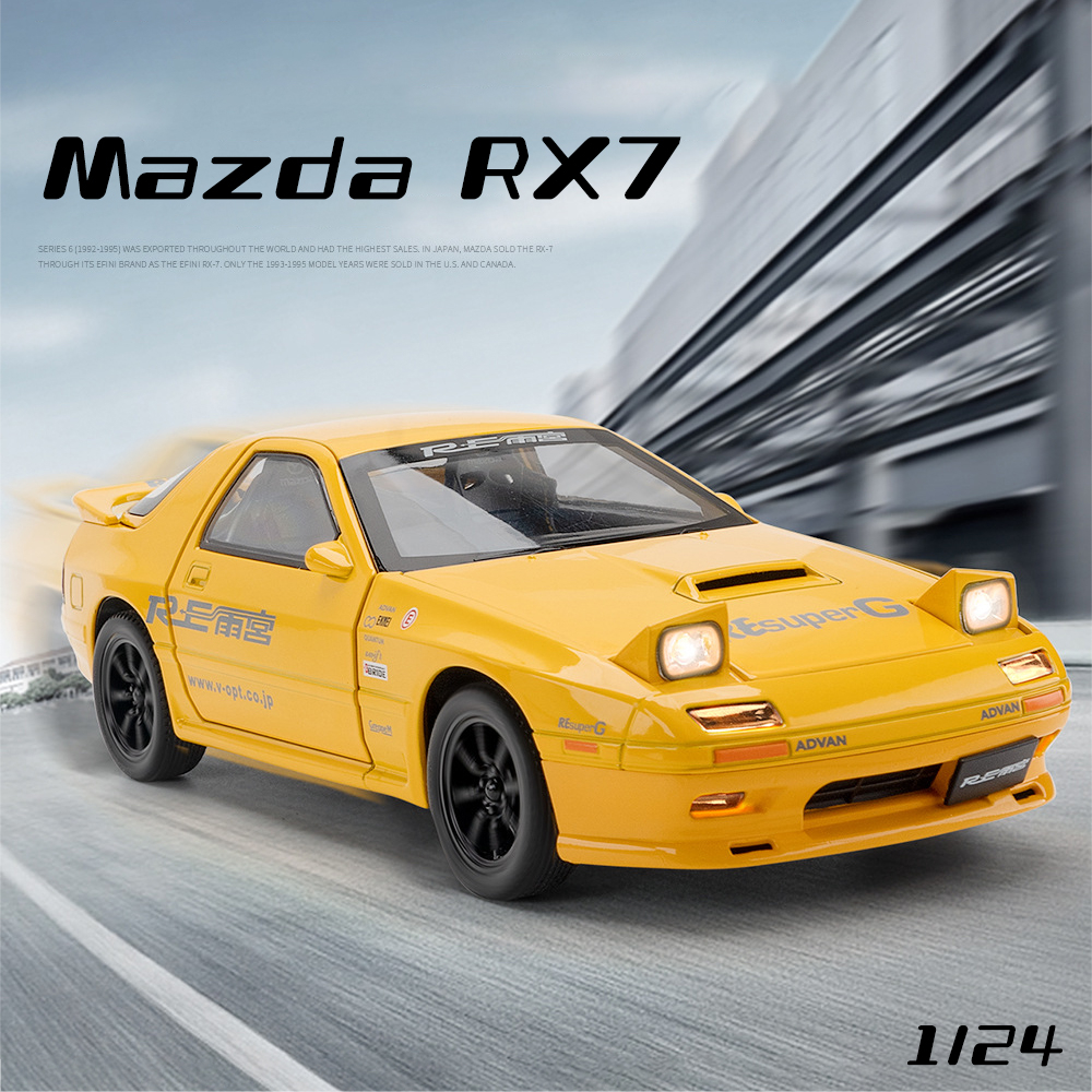 1:24 Scale Mazda RX7 Alloy Car Model Diecast Car Sound Light Car Lovers ...