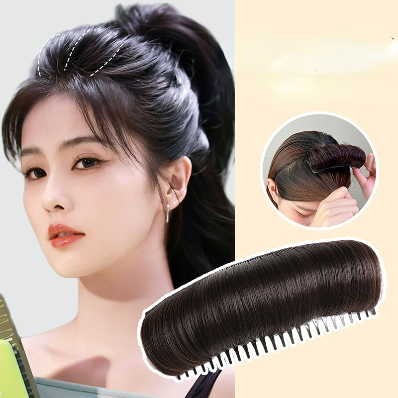 Wig women's short hair head cushion high fluffy natural head hair ...