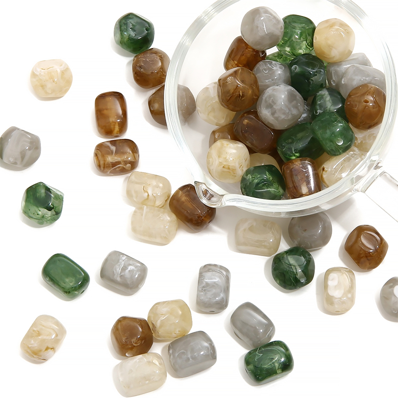 5pcs/Bag Resin Imitation Stone Amber Rectangular Loose Beads For ...