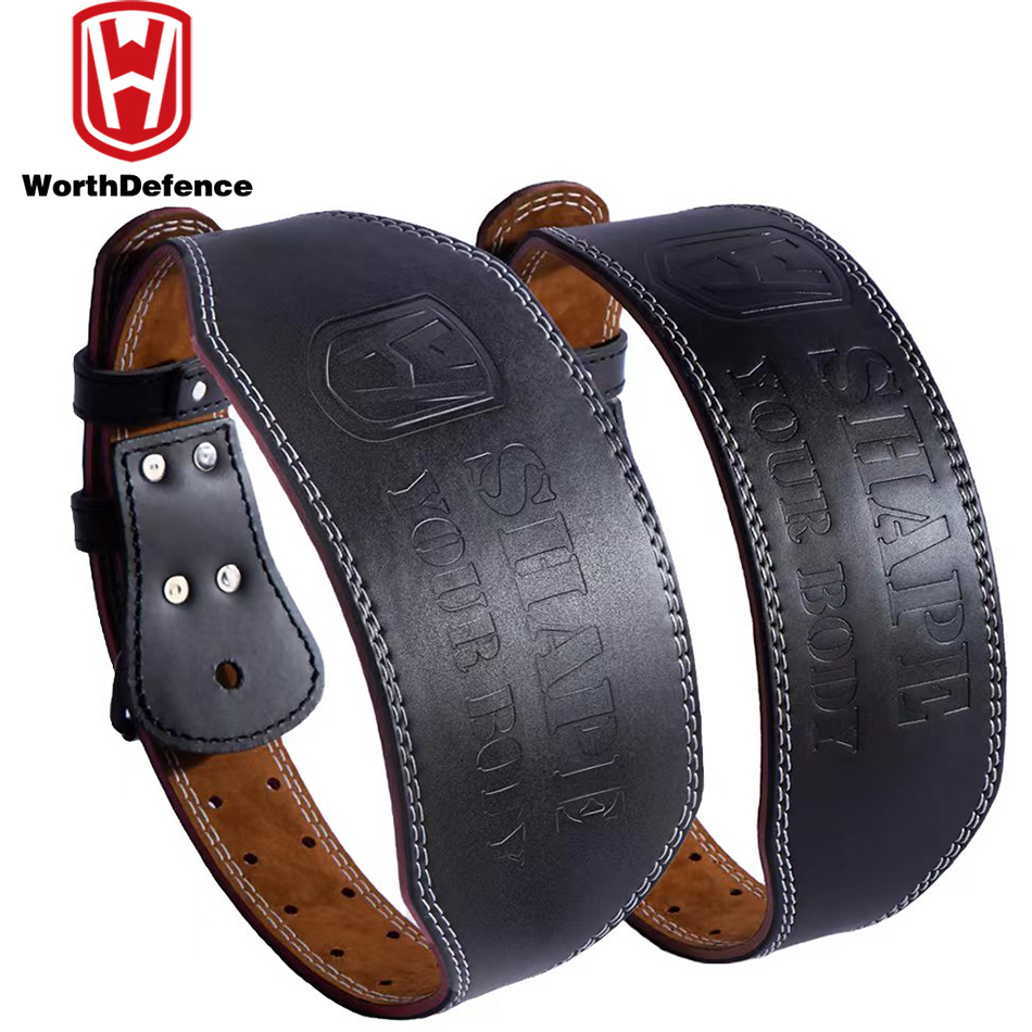Worthdefence 10cm/15cm Wide Cowhide Leather Weight Lifting Belt for Men ...