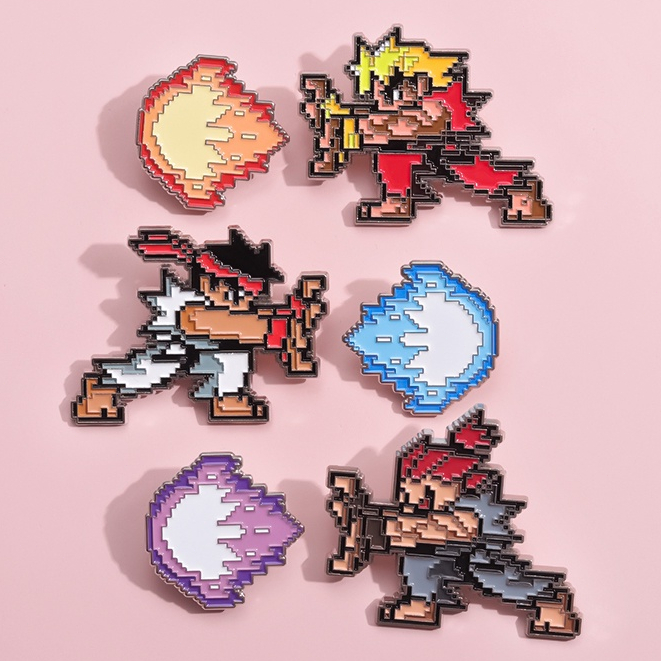 Classic Retro Fighting Game Enamel Pin Brooches Cool Pixel Brooch ...