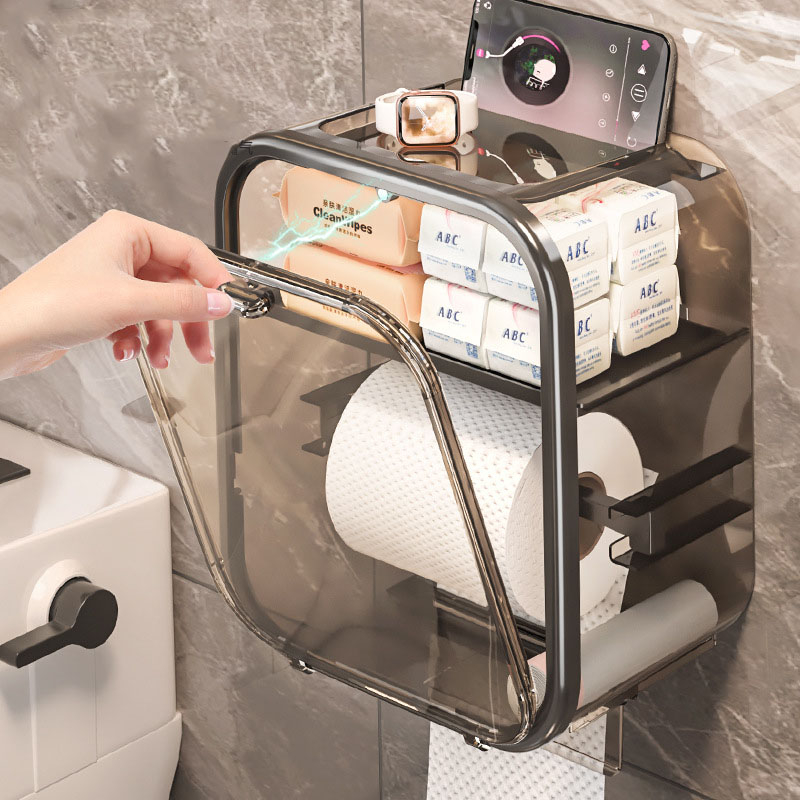 Bathroom Storage Box Wall-mounted Tissue Holder WaterProof Toilet Paper ...