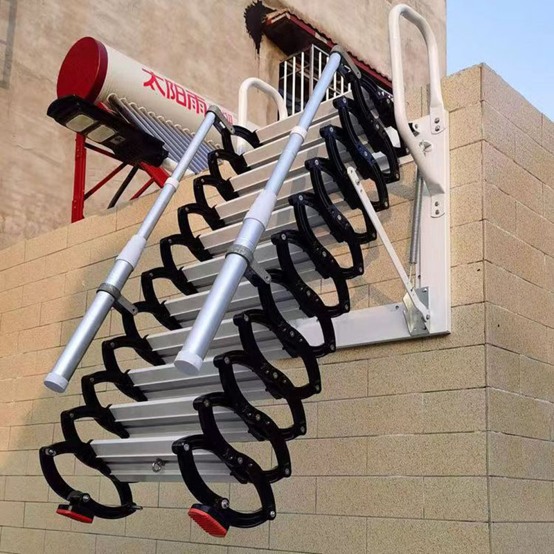 [Free handrails]Stelescopic Ladder Step Folding Wall-Mounted Loft ...