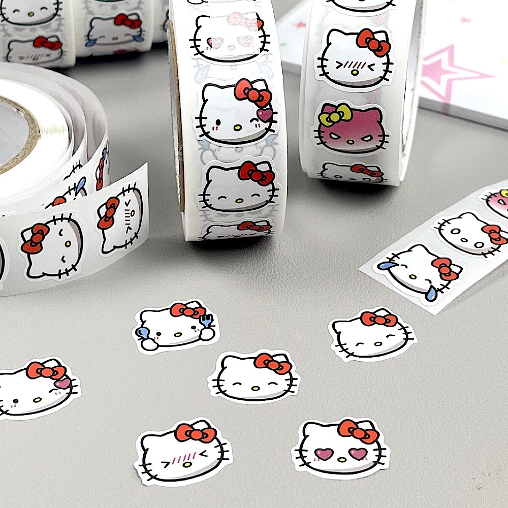 500 Pcs/roll KT Cat Self-adhesive Sealing Stickers DIY Journal Diary ...