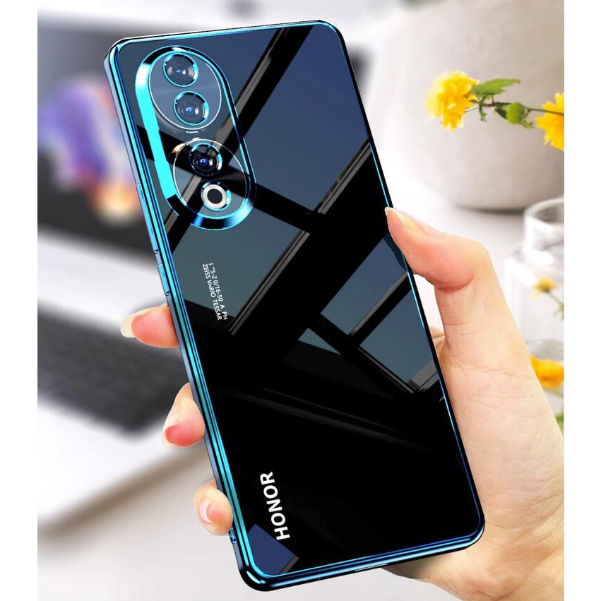 Honor 90/Lite 5G Luxury Plating Transparent Silicone Shockproof Bumper ...