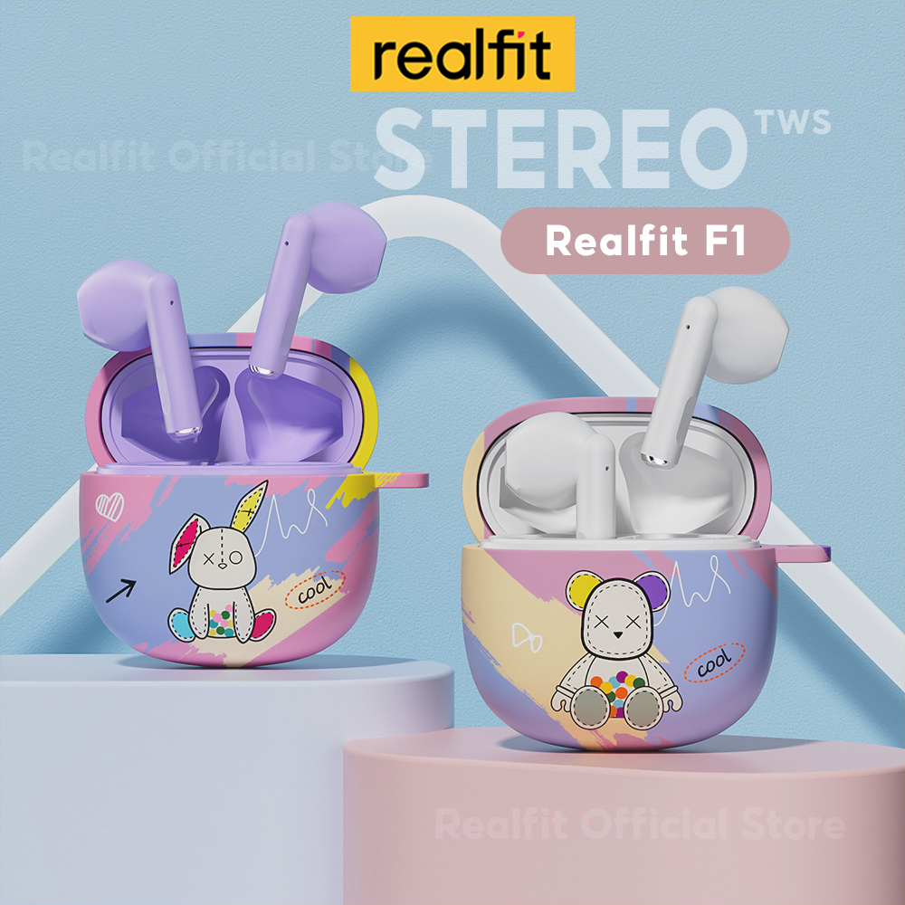 Realfit F1 TWS Bluetooth Earphone Mini Wireless Earbuds with Lovely ...