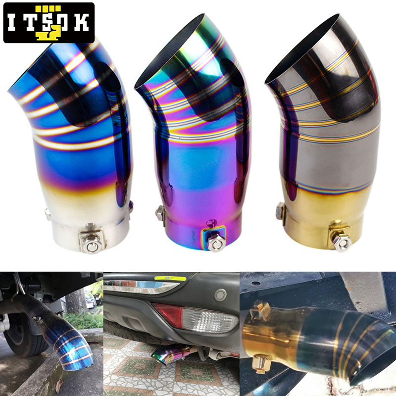 【ITSOK】64mm Exhaust Pipe Tip 2.5inch Stainless Steel Chrome Rainbow ...