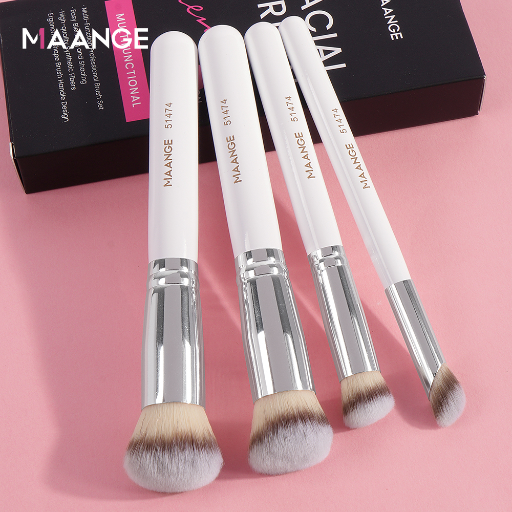 MAANGE 4Pcs Brush Make Up Set Essential Makeup Brushes For Base Makeup High-Quality Wooden ...