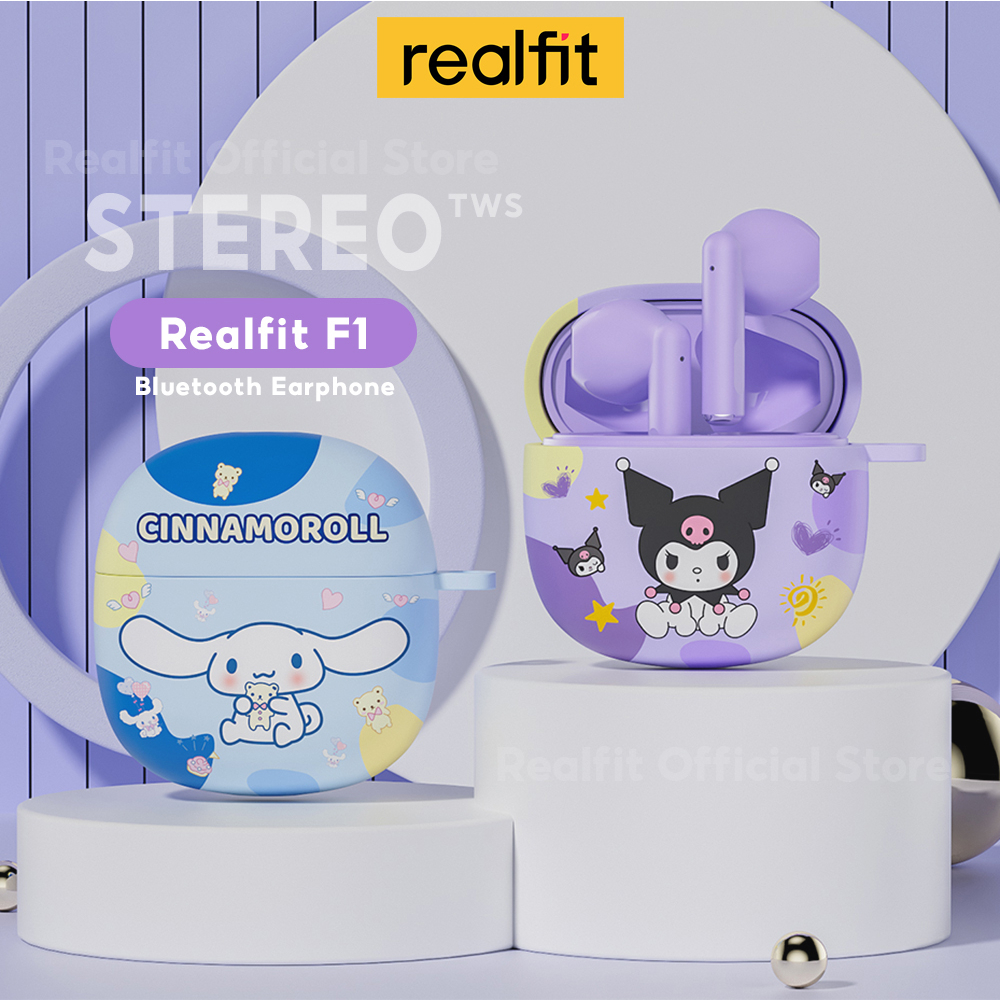 Realfit F1 Bluetooth Earphone with Cartoon Case Mini Wireless Earbuds ...