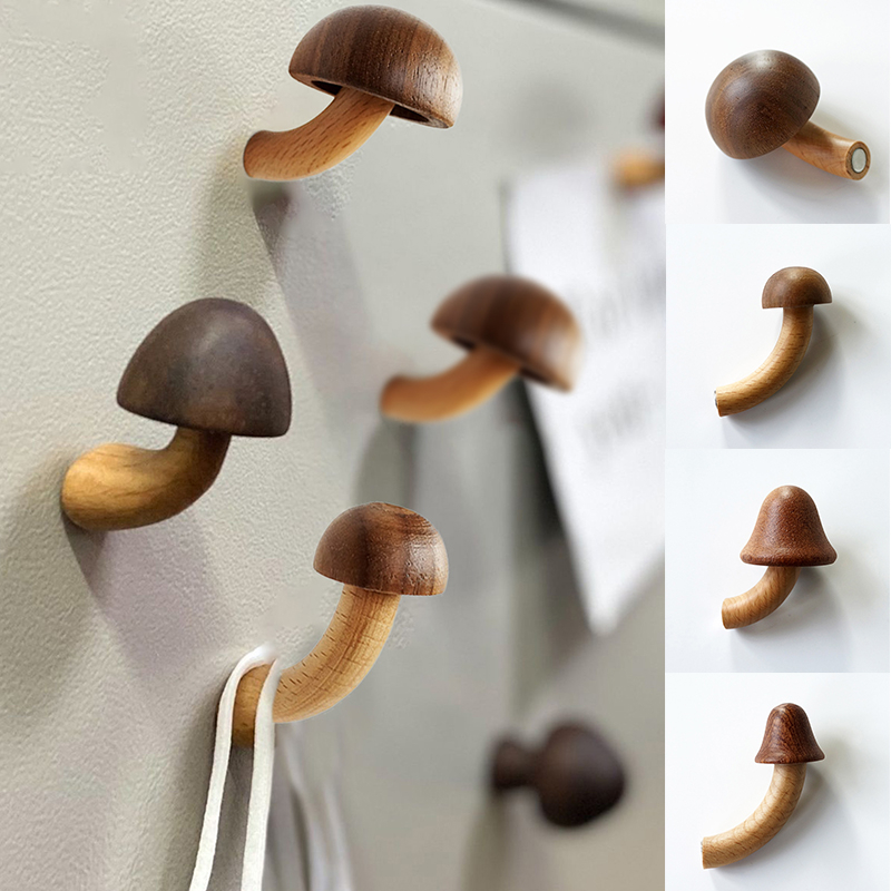 1PC Mini Wooden Fridge Magnets Mushroom Shape Magnets Home Decor Wooden ...