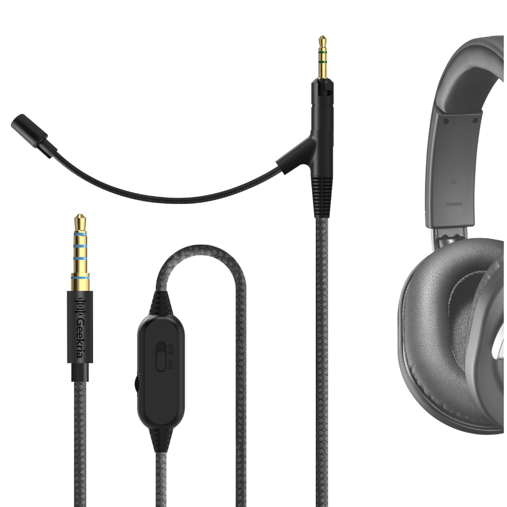 Geekria Headphone Cable with Boom Mic for ATH M70X M60X M50X Headsets ...