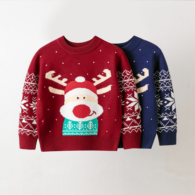 Kids Christmas Sweater Warm Baby Girl Boy Knit Sweater Pullover ...