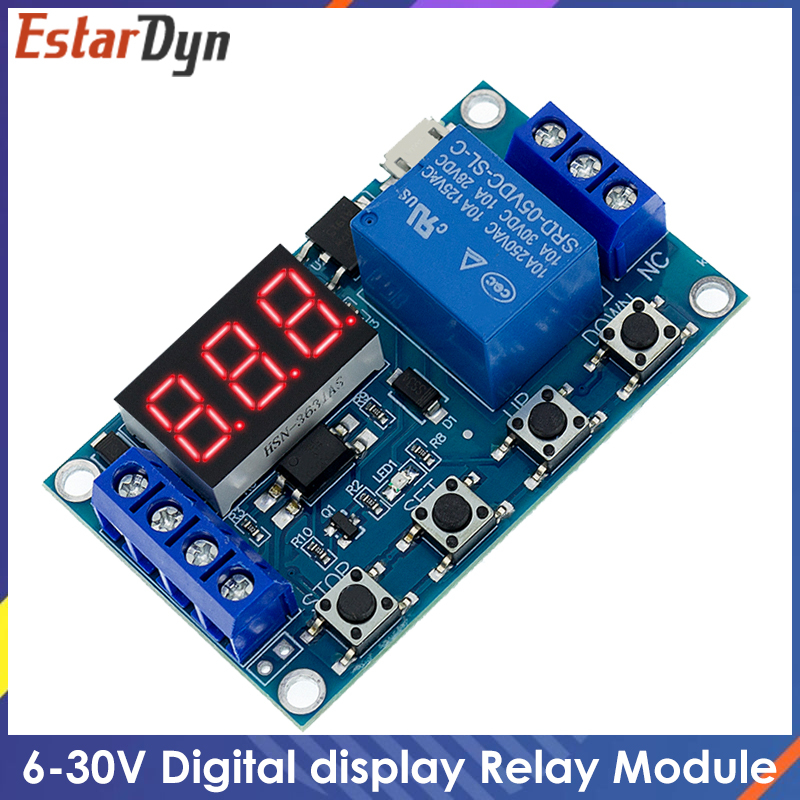 6-30V Relay Module Switch Trigger Time Delay Circuit Timer Cycle Adjustable Trigger OFF / ON ...