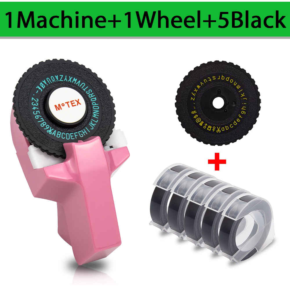 For DYMO MOTEX E101 Label Maker with 5pcs 3D Embossing Tape 9mm Black ...