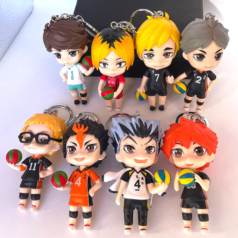 8Pcs/Set 9-10cm Haikyuu!! Anime Figure Hinata Shoyo Tobio Kageyama Key ...