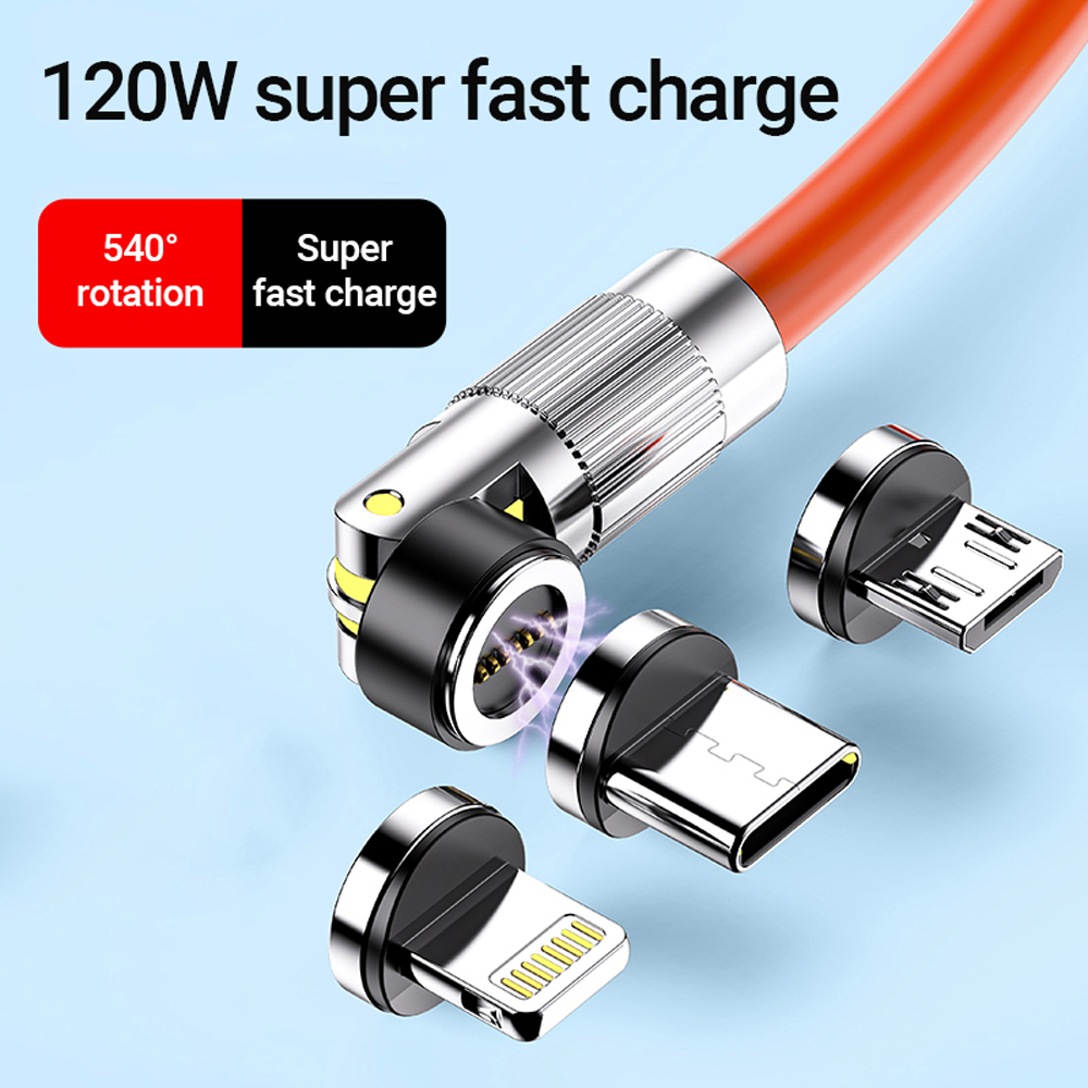 HOCO BFF 3 in 1 120W Magnetic Quick Charger USB 6A Cable Fast Charging Type C /Light**ng /Micro ...