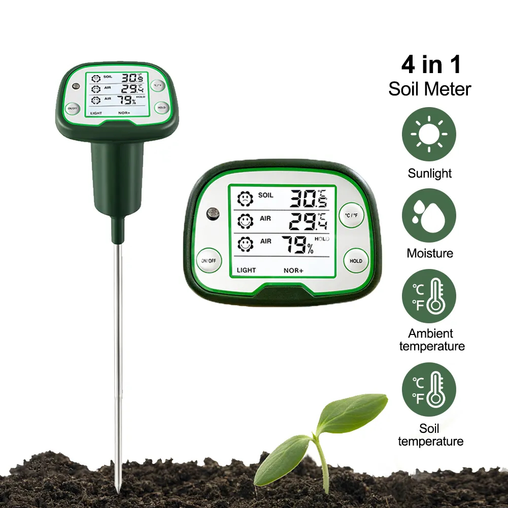 YAGO Digital 4 IN 1 Digital Soil Moisture Meter Temperature Sunlight ...