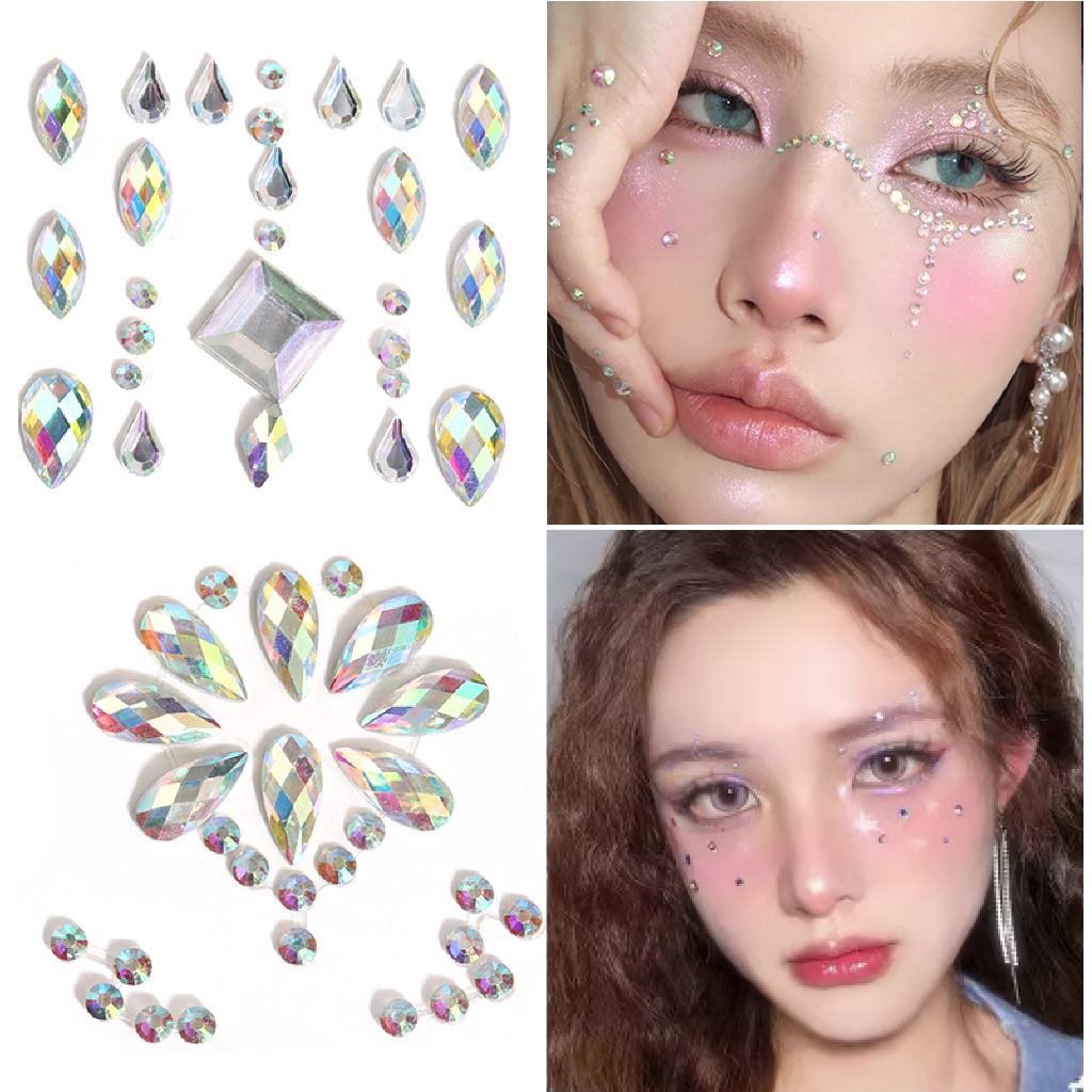 Exquisite Shiny AB Color Eye Makeup Stickers Diamond Love Drop ...