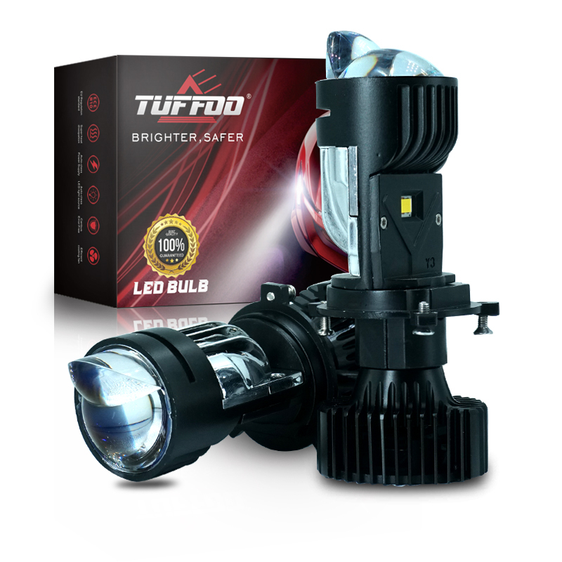 TUFFOO 1Pair P50 H4 Bi LED Mini Projector Lens LED Headlight Bulb For ...