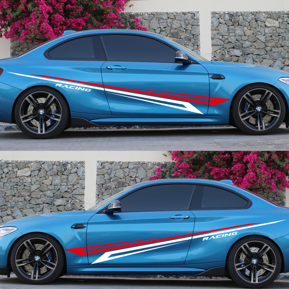 1Pair/2pcs Car Stripes Lower Door Panel Decals Vinyl Sticker JDM Fashion Car Decorative Strips ...