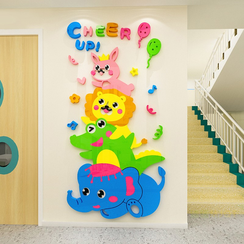Cartoon Cartoon Animal Door Stickers Acrylic 3d Three-Dimensional Wall ...