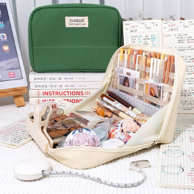 [LC] ZHIBIGE large pencil case front-opening korean style transparent ...
