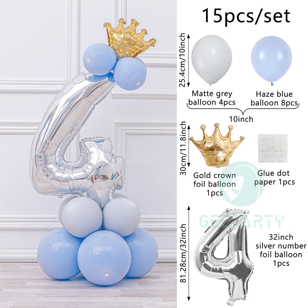 GeeParty 32 Inches Age Number Balloon Set Silver Blue Galaxy Balloon ...