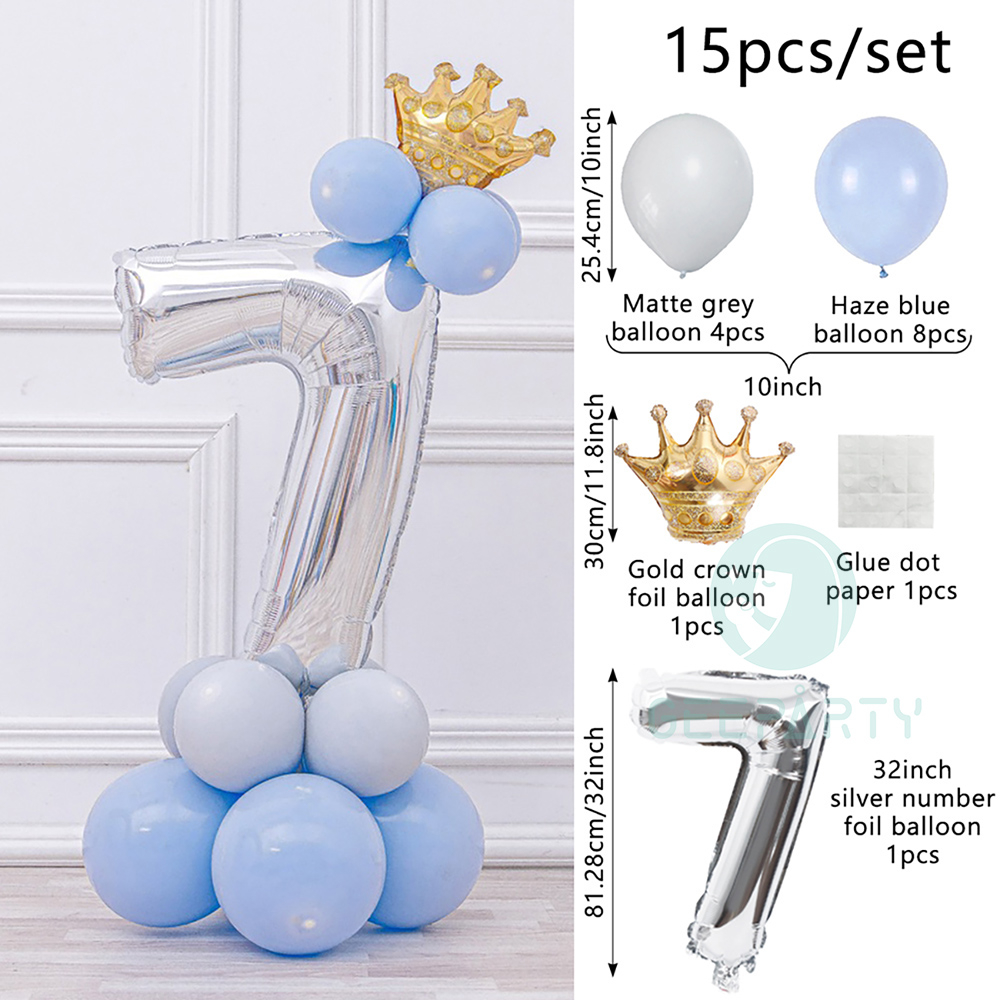 GeeParty 32 Inches Age Number Balloon Set Silver Blue Galaxy Balloon ...