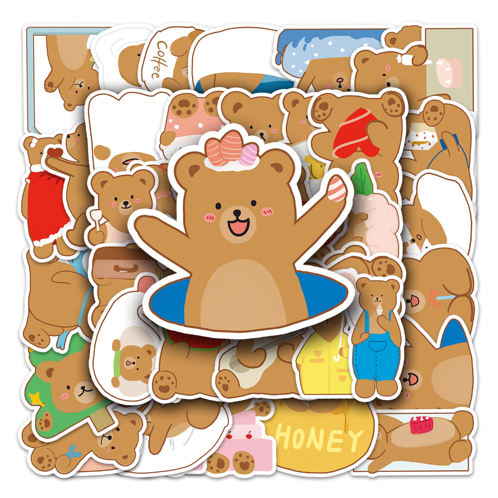 50Pcs Adorable Bear Stickers for Girls Kids DIY/ For Water Cup Phone ...