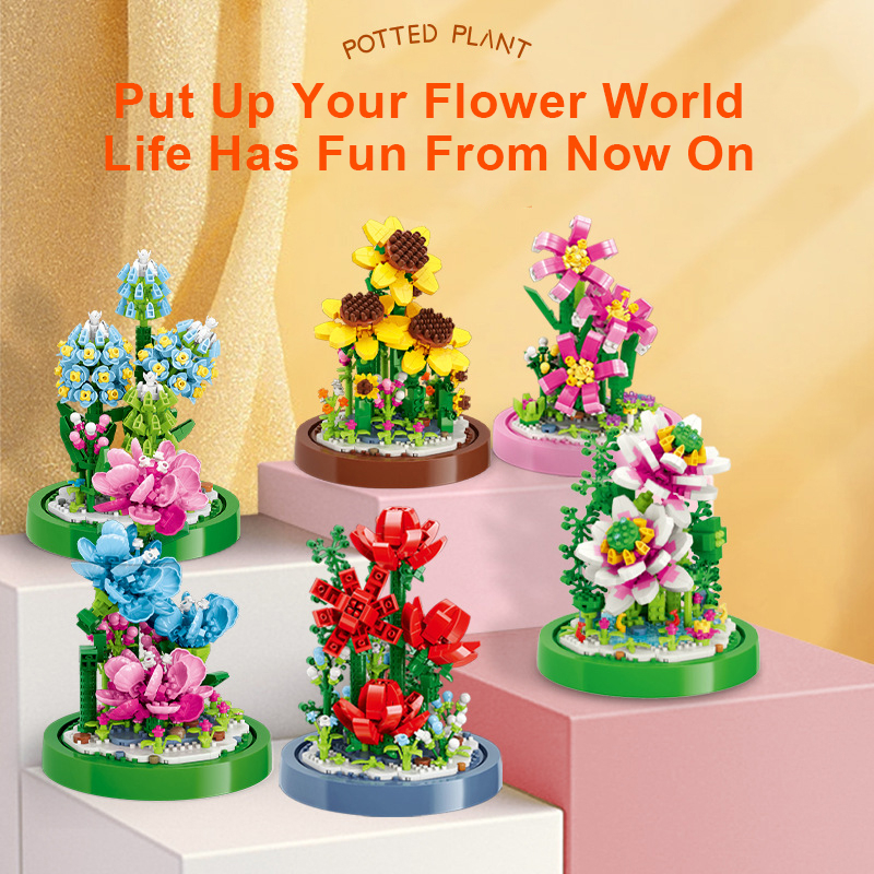 Building Blocks Flower DIY Simulation Flower Building | Shopee Malaysia