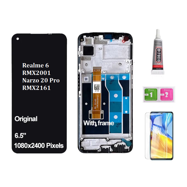 Original LCD With Frame For Realme 6 RMX2001 Narzo 20 Pro RMX2161 LCD ...