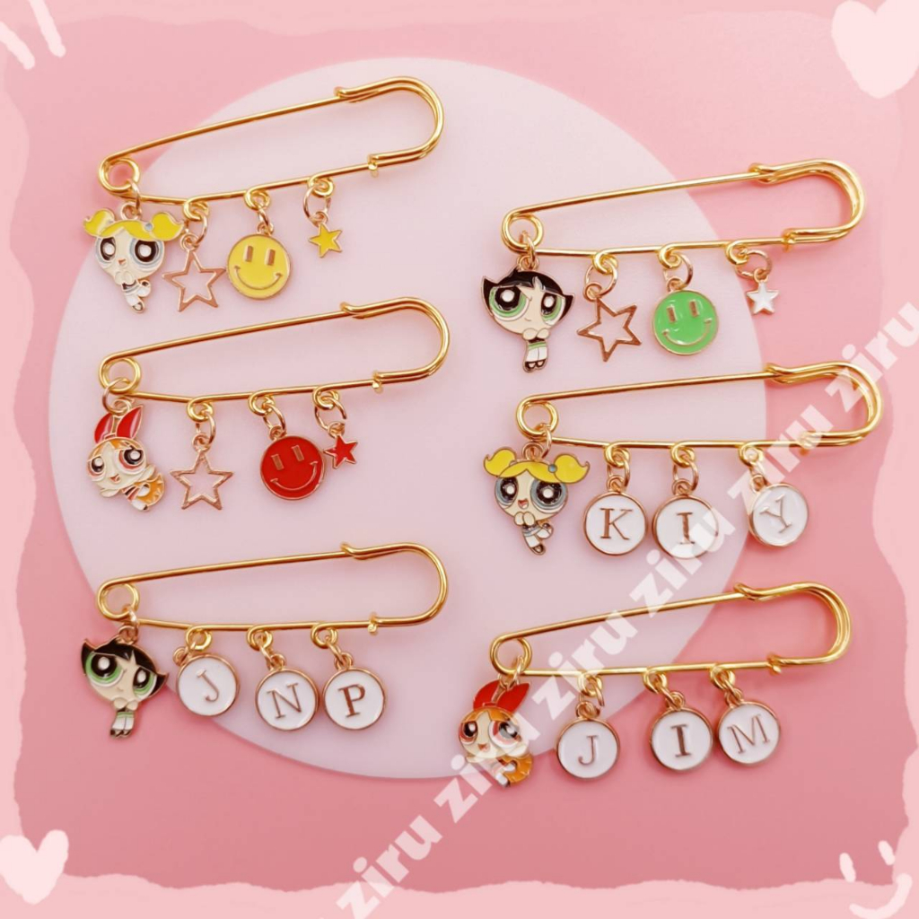 The Powerpuff Girls Brooch Anime Enamel Pins Custom 26 Alphabet Cartoon ...