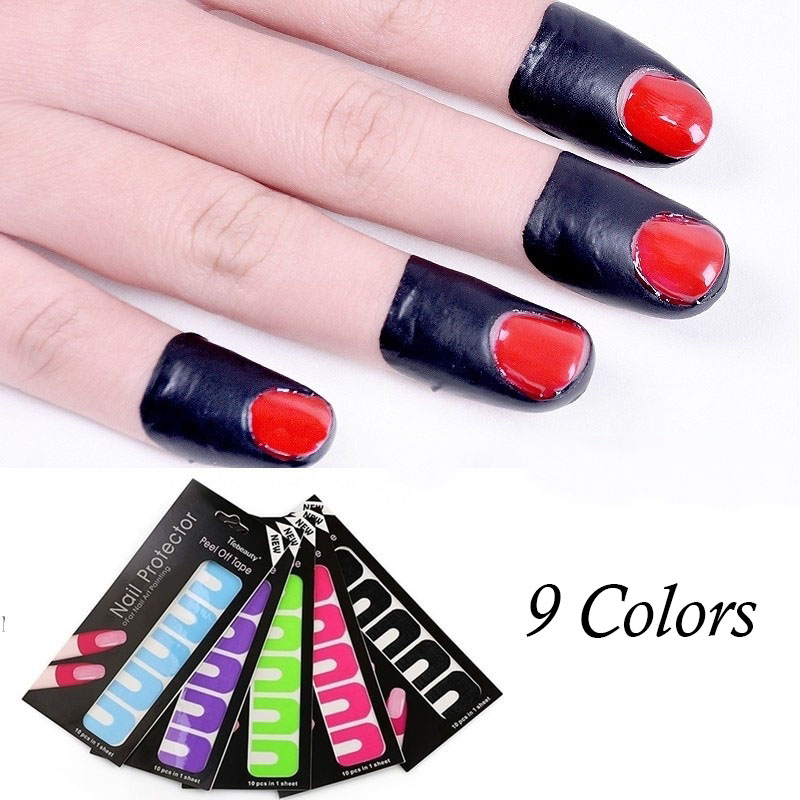 10Pcs/Sheet U-shape Nail Polish Anti-overflow Sticker/ Peel Off Nail ...