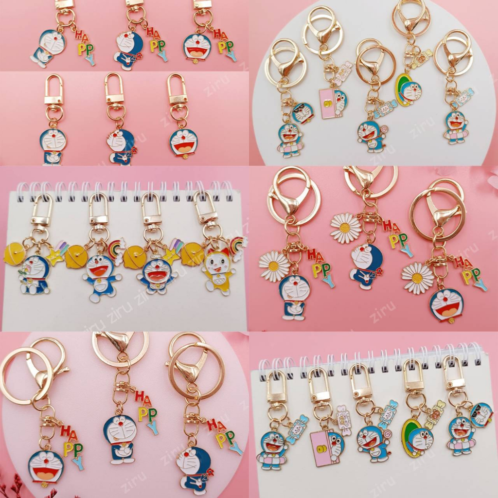20 Styles Anime Doraemon Keychain Cute Happy KeyRing Pendant Manga ...