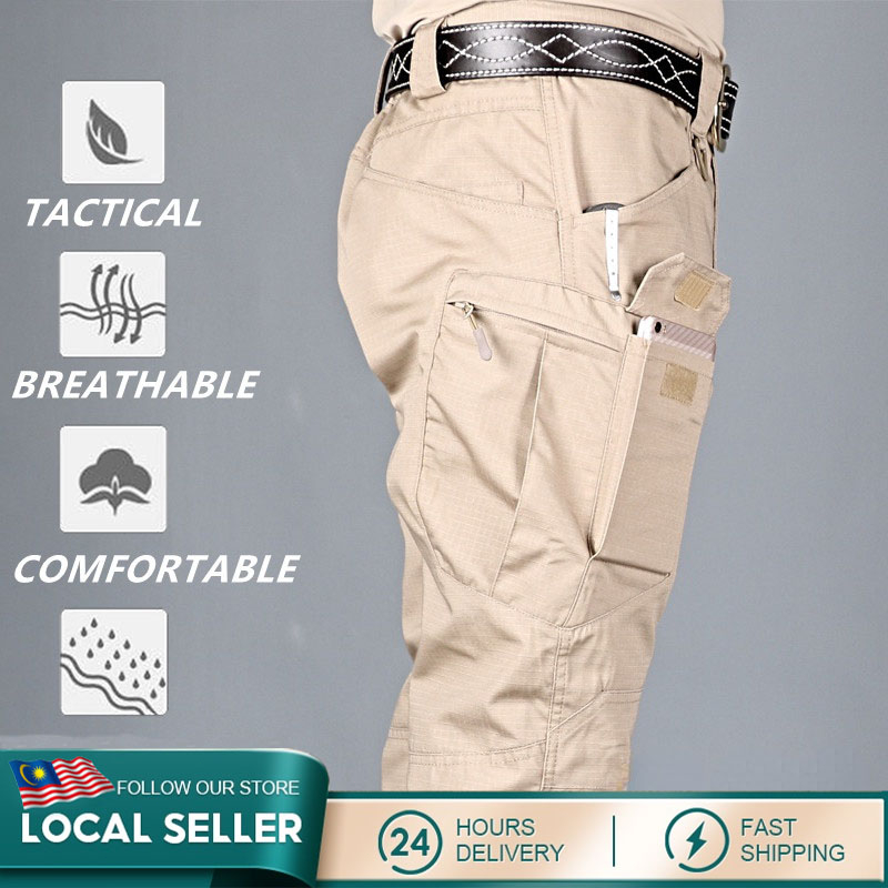 IX7 Men's Waterproof Tactical Pants 6 Pocket Cargo Pants Users Outside ...