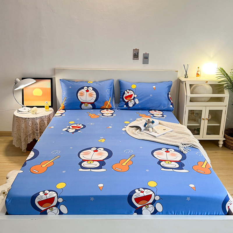 Doraemon Bed Sheet Set Cartoon Fitted Sheet Double BedSheet Single ...
