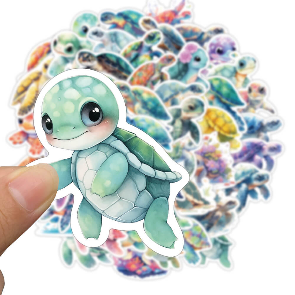 [Large Stickers]50pcs Kawaii Cartoon Turtle Blue Sea Animal Stickers ...