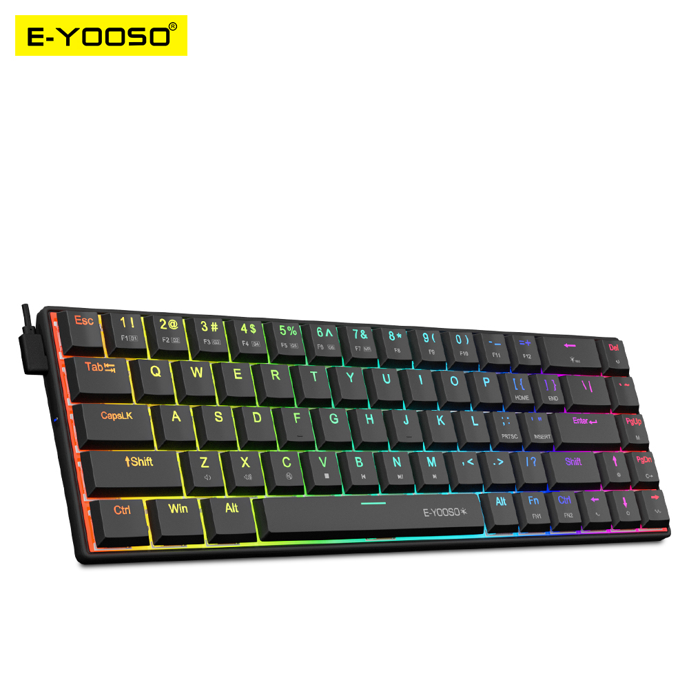 E-YOOSO A68 RGB Mini Slim USB Wired Mechanical Gaming Keyboard Red ...