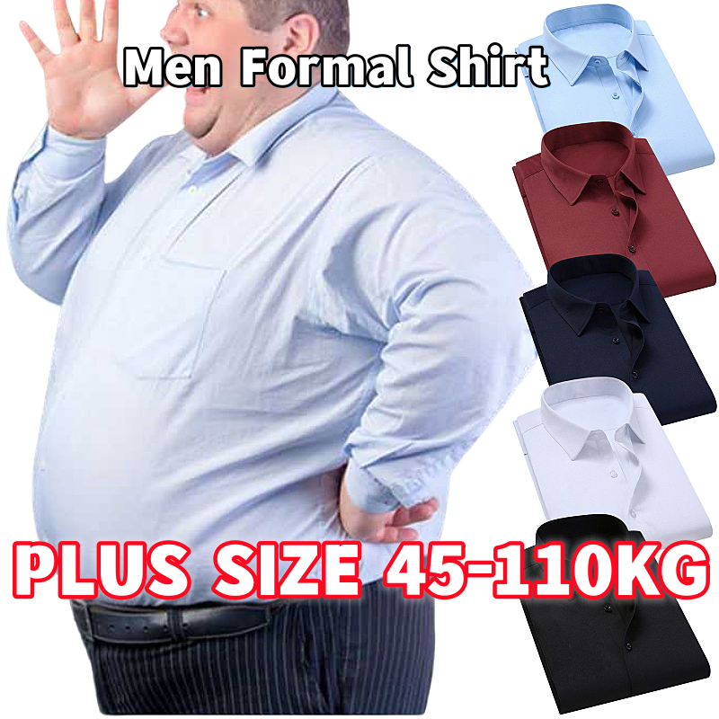 Plus Size M-8XL Men's Long Sleeve Formal Shirt Loose Business Office ...