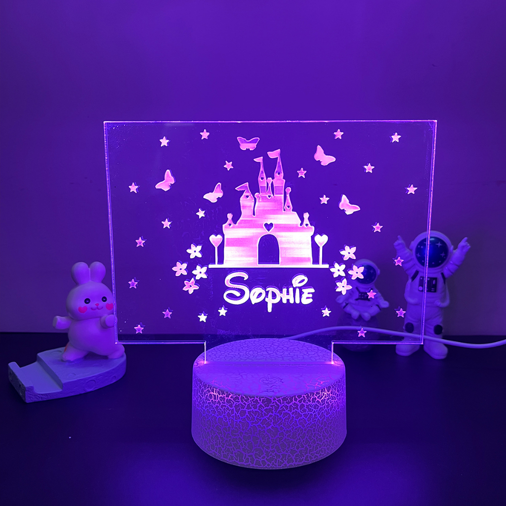 Princess Castle Custom Name 7 Colored Night Light 3D LED Lamp for Girl ...