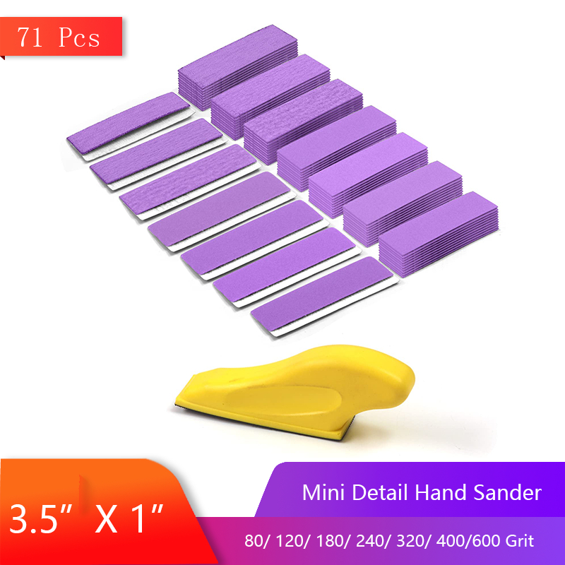 3.5* 1 Inch 71 Pcs Mini Detail Finger Micro Sander Block Small Sanding ...