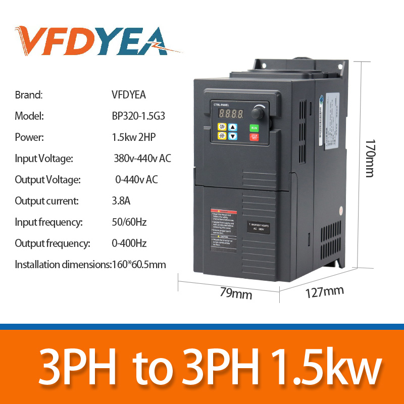 VFD 3 phase 1.5kw 2hp 415v variable frequency drive frequency inverter converter | Shopee Malaysia