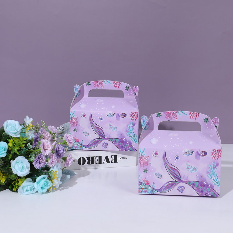 4pcs Mermaid Theme Packaging Box Mermaid Loot Bags Paper Boxes little ...