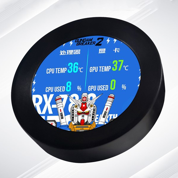 2.1 Inch IPS Round Screen Dynamic Display Temperature AIDA64 Circle ...