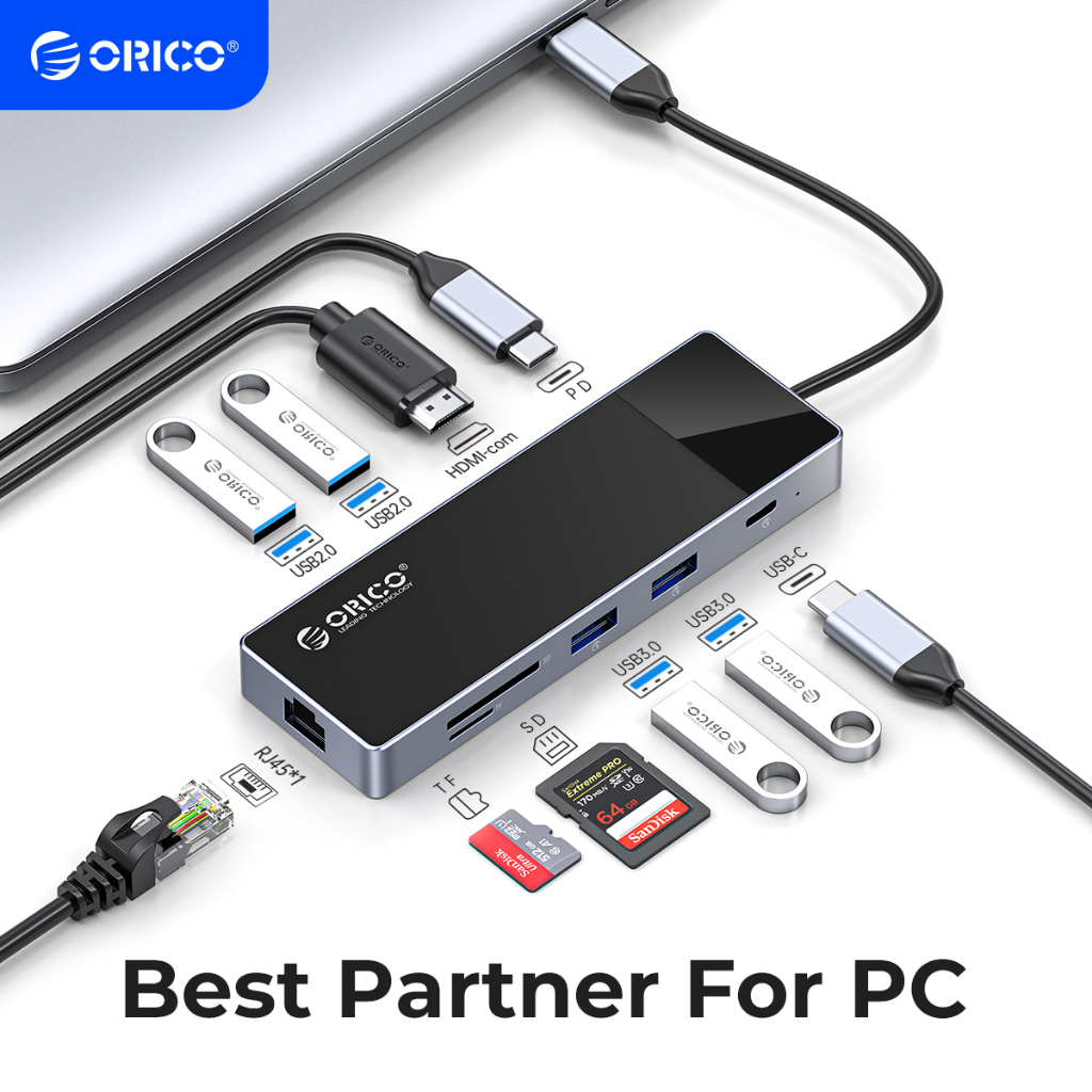 ORICO USB C Hub 10 in 1 Type C Hub with Ethernet 4K USB C to HDMI VGA ...