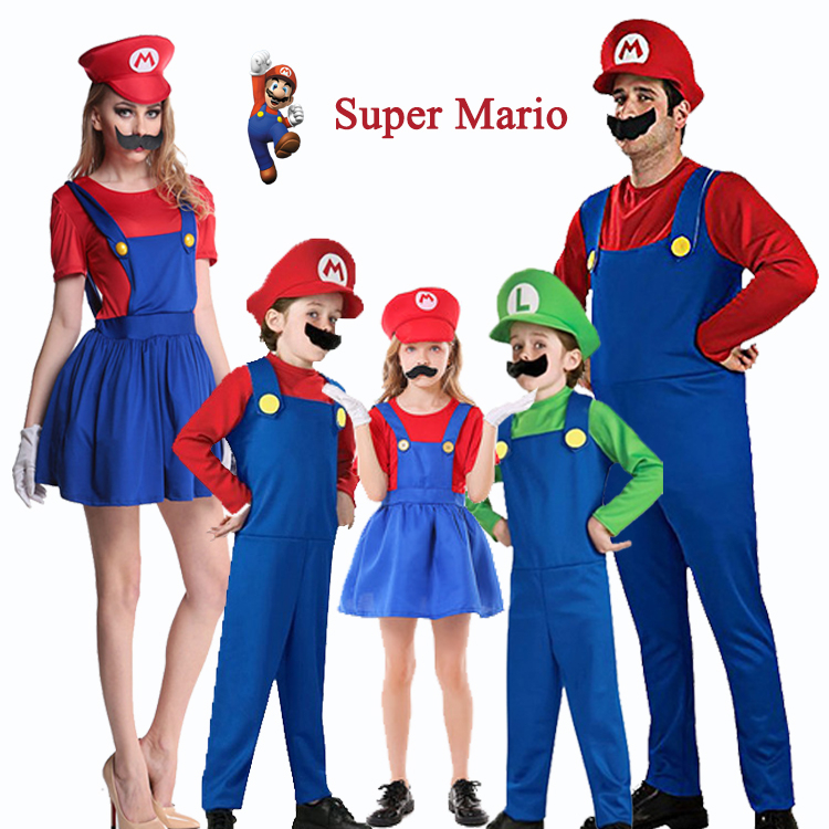 Halloween Cosplay Mario Parent-child Role-playing Kids Clothing Super ...