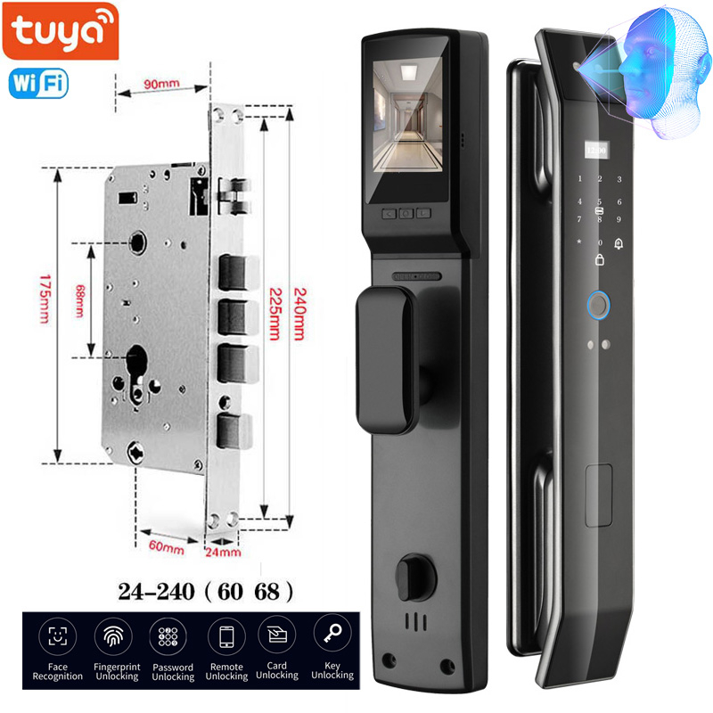 Tuya 3D Face Real-time Intercom Smart Door Lock Security Camera Intelligent Fingerprint Password ...