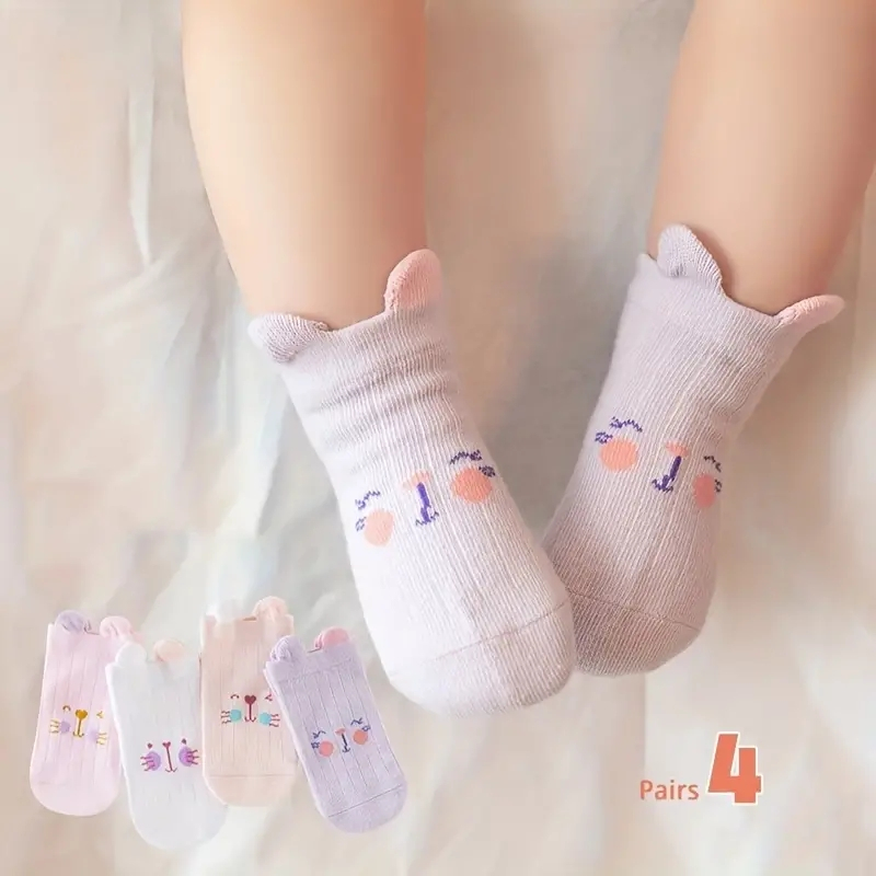 4 Pieces Cute Cartoon Newborn Animal Baby Socks-Spring Autumn Small ...